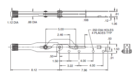 Over Center Locking Hand Control Lever Corrosion Resistant For ...