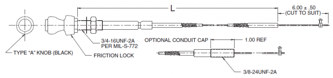 Micro Adjust Series Control Cable Assembly Custom Auto Control Cables Head