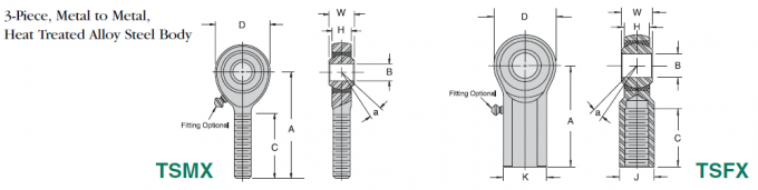 TSMX / TSFX Precision Stainless Steel Rod Ends With Heat Treated Alloy ...