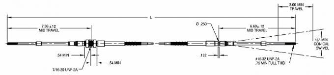 High Performance Mechanical Control Cable Push Pull Control Cable