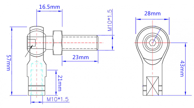M10 Stud M10 X 1.5 Threaded Ball Joint For Industrial Machinery IATF16949