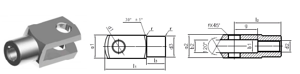 Construction Cable End Fittings Steel U Fork Rod Ends Clevis With ...