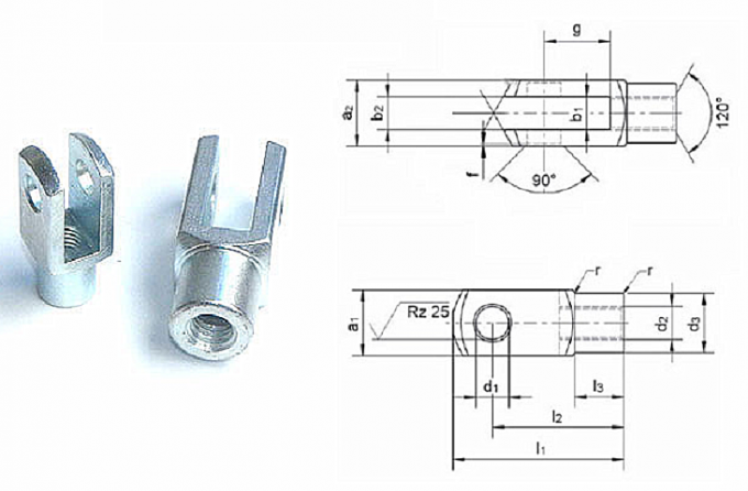 DIN71752 Carbon Steel U Fork Gas Spring Rod End Clevis