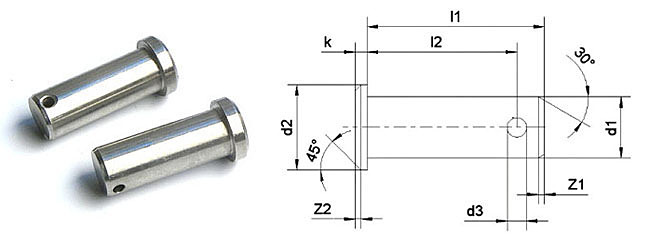 Galvanized SS304 Round Head Clevis Pin With Hole