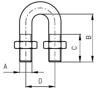 Plain Cable End Fittings Pipe Size Zinc Plated Round Bend U-Bolt With ...