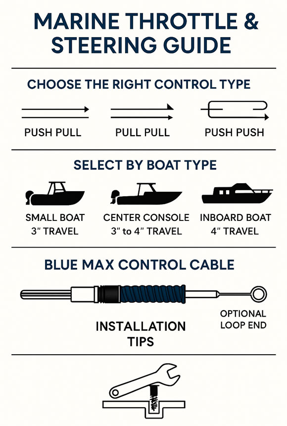 Marine Push Pull Control Cable for Engine & Steering | Phidix Blue Max