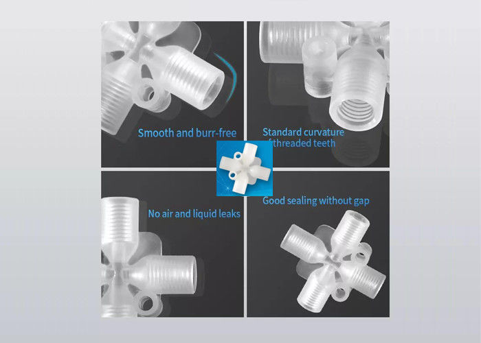 PP PTFE Four Way Tube Connector Plastic Female Connection