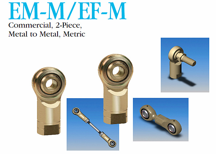 EM - M / EF - M Metric Spherical Rod Ends 2-Piece Metal To Metal For ...