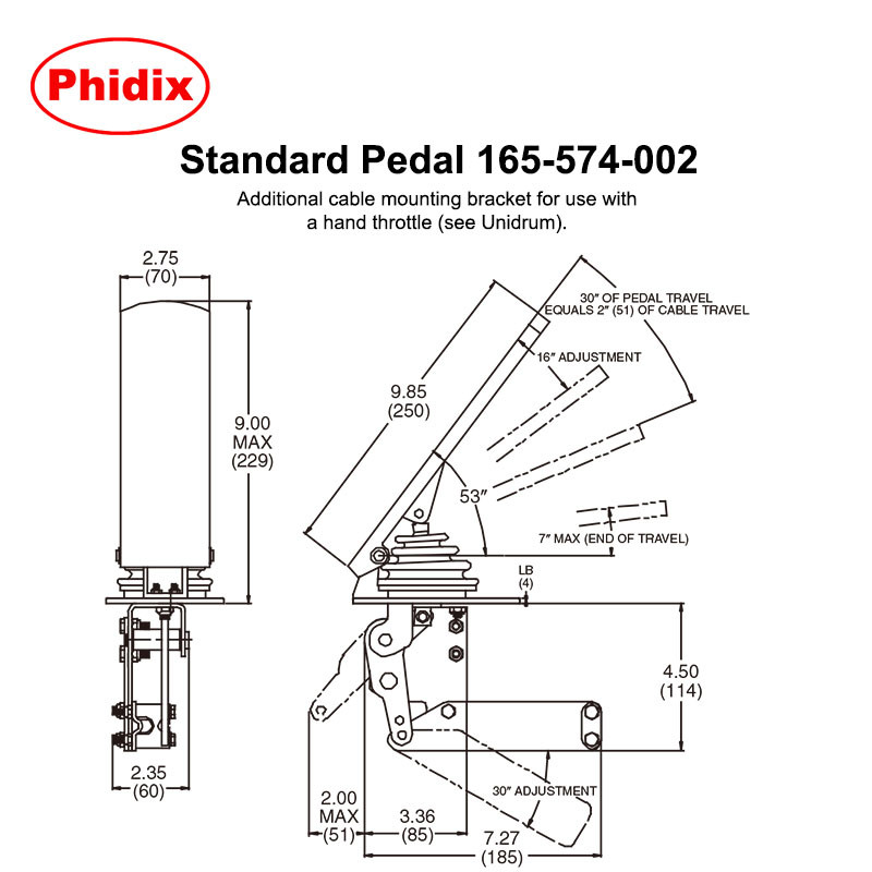 165-574-001/-002 Heavy-Duty Adjustable Throttle Pedals for Trucks ...